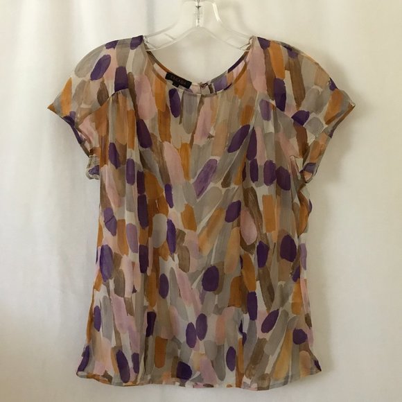 Escada | Tops | Escada Watercolor Print Silk Blouse | Poshmark